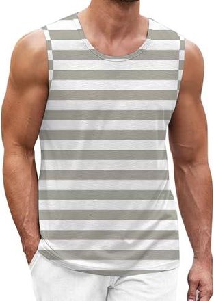 Generic D&eacute;bardeur ray&eacute; pour homme - Couleur unie - Imprim&eacute; - Loisirs - Vacances - Sans manches - Tendance, gris, 3XL