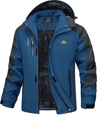 Magcomsen Parka dhiver doublée pour homme - Veste fonctionnelle chaude - Veste de randonnée - Imperméable - En polaire épaisse - Avec plusieurs poches