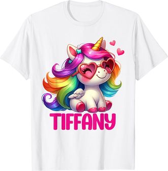 BDAZ Personalisiertes Design mit Tiffany-Einhorn-Namen T-Shirt