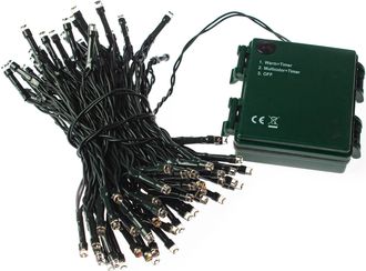 Hellum Hellum Lichterkette au&szlig;en 50 LED mit Timer, Lichterkette Batterie (4x AA, nicht inkl.), beleuchtete L&auml;nge 4,90 m, Lichtfarbe wechselbar, warmwei&szlig; auf 