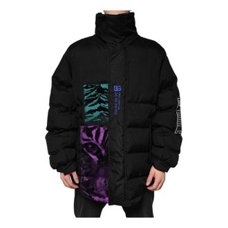 Dolce & Gabbana Schwarze Steppjacke mit Logodetails - - Jackets - Herren - Schwarzk - XL