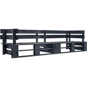 vidaXL vidaXL Garten-Palettensofa 2-Sitzer Schwarz Holz