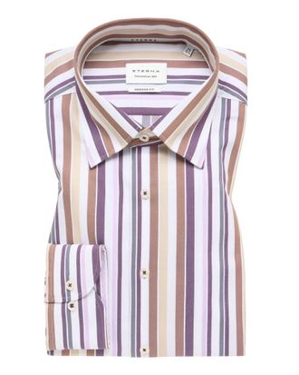 Eterna B&uuml;gelfreies Baumwollhemd mit buntem Blockstreifen, Slim Fit in