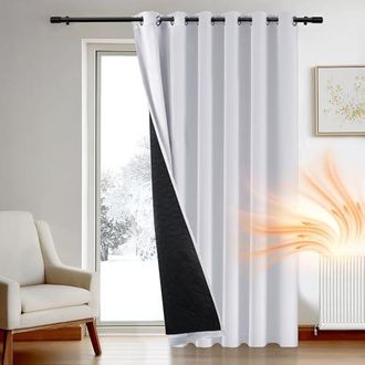Deconovo Lot de 1 Rideau occultant, Opaque, avec Volants, Thermique, pour Chambre &agrave; Coucher, Salon, Isolation Thermique Dos Noir, 200L X 220H cm (1 Panneaux) B