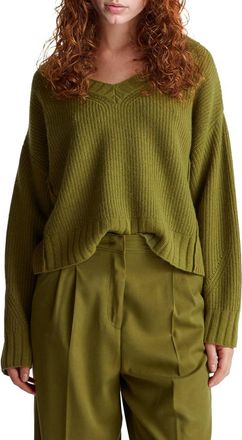 Benetton Damen Maglia Scollo V M/L 126wd402z Pullover, gr&uuml;n, Medium