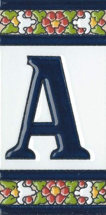 Generic Keramik-Fliesen mit Buchstaben und Rahmen in spanischem Blumendesign, Buchstabe A
