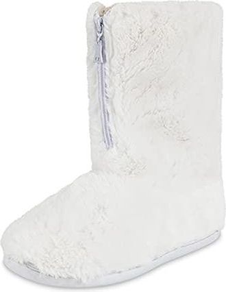 Polar Mousse &agrave; m&eacute;moire de forme zipp&eacute;e en fausse fourrure recouverte de semelle en caoutchouc int&eacute;rieur ext&eacute;rieur confortable chaussons de luxe de luxe de f