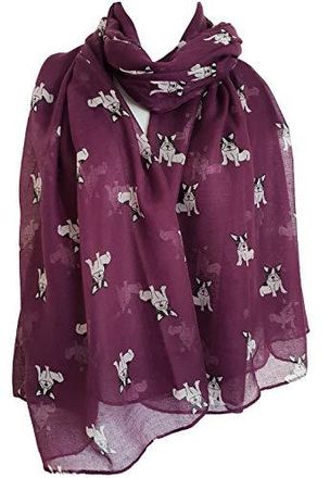 GlamLondon &Eacute;charpe longue imprim&eacute; petit bouledogue fran&ccedil;ais pour femme, C18 - Violet raisin, L