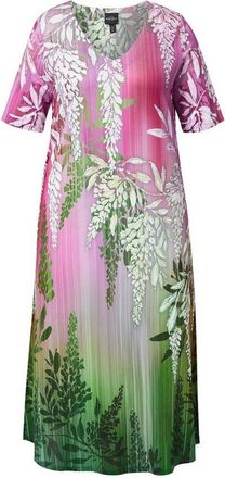 Ulla Popken Midikleid Slinky-Piqu&eacute;-Kleid A-Linie V-Ausschnitt Halbarm