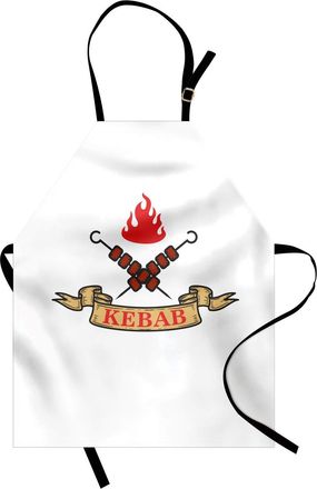 Abakuhaus Döner Kochschürze, Schisch Kebab Türkisch Grillfleisch Lecker Spieße, Maschienenwaschbar kein Verblassen, Feuer Rot Dunkelasche and Ecru
