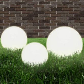 vidaXL LED-Gartenleuchten-Set 3-tlg. Kugelf&ouml;rmig 20/30/40 cm pmma Vidaxl