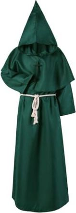 Generic Costume dHalloween gothique pour femme en dentelle, robe médiévale moine frère, costume de sorcière, costume de prêtre, vêtements de sorcière pour fem