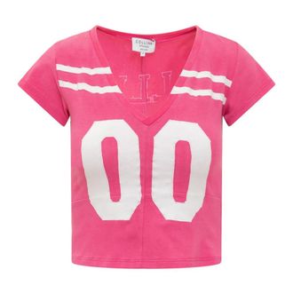 Collina Strada V-Ausschnitt Logo T-Shirt - - Tops - Damen - Rosa - S
