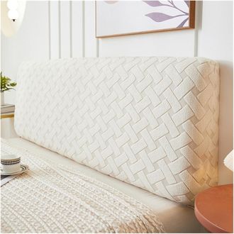 Generic Stretch-Kopfteilbezug, weicher und bequemer Jacquard-Bettbezug for Queen- und Kingsize-Betten, staubdichter Schutz for Ihr Schlafzimmer(White,180cm(71