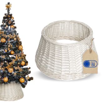 Creative Home Weihnachtsbaum Rock Weide | Kragen Korb &Oslash; 52cm x H 27cm | Wei&szlig; Christbaumdecke Christbaumst&auml;nder Abdeckung Tannenbaum Umrandung f&uuml;r Weihnachtsbaumst&auml;n