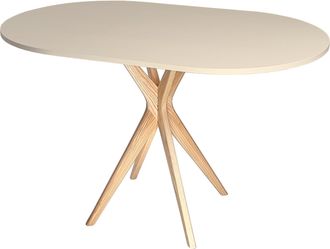 RAGABA Ovaler Esstisch klein 100x75 cm, X-Gestell, Esstich für 4 Personen, Massivholz, Modern, Platzsparend | Beige