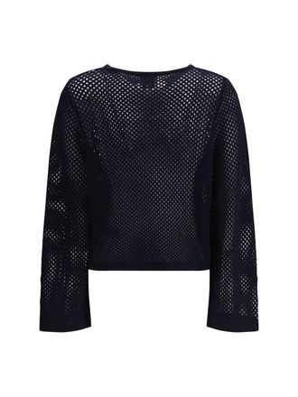 Allude Womens Perforated Boatneck Jumper 14 Sweater