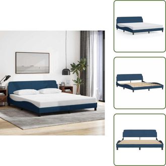 vidaXL The Living Store - Bettgestell mit Kopfteil ohne Matratze Blau 180x200 cm Stoff - Bettsofa - Doppelbett - Boxspringbetten - Lattenrost - Holzrahmen