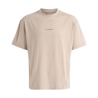 C.P. Company 30/1 Jersey Kurzarm Logo T-Shirt - - Tops - Herren - Beige - M