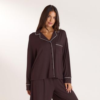 Lounge Chemise de Pyjama Modal - Chocolat Noir - XXL
