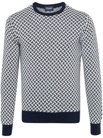 Drumohr pull en maille intarsia &agrave; col rond - Bleu