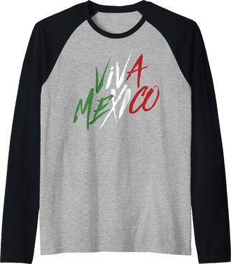 Trendy Apparel Viva Mexico Colores Bandera Red White Green Raglan