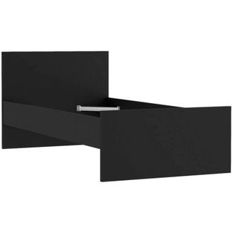 Dmora Einzelbett Assar, Matratzenma&szlig; 90x190 cm, Schwarz