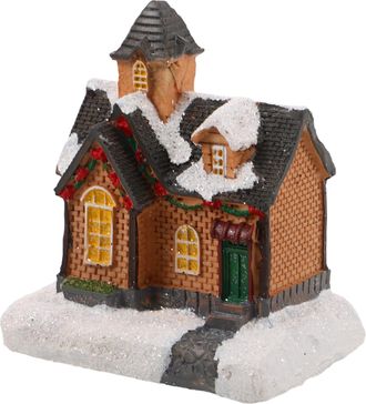 Valiclud Miniatur-weihnachtsdorf-Haus Aus Kunstharz Led-beleuchtete Weihnachtsh&auml;uschen-Dekoration Tischdekoration F&uuml;r Weihnachtsdorf Batteriebetriebene Kleine 