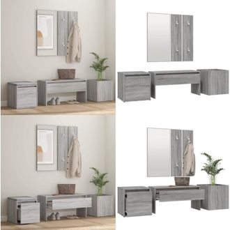 vidaXL Garderoben-Set Grau Sonoma Holzwerkstoff - Flurbank - Garderobe - Schuhschrank - Wohnzimmerdeko - Holzwerkstoff Möbel - Home & Living