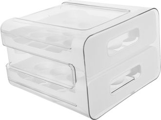 Cabilock Eierbeh&auml;lter Schubladenform 32 F&auml;cher aus Transparentem Kunststoff Stapelbar f&uuml;r K&uuml;hlschrank Frischeschutz Organizer