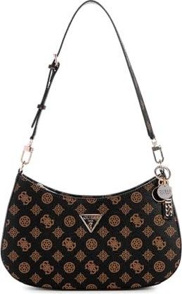 Guess Noelle Top Zip Shoulder Bag Mocha Logo