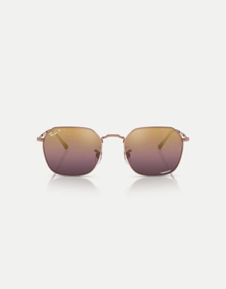 Ray-Ban Jim - Ungleichmäßige, polarisierte Sonnenbrille in Rosé-Gold mit roten Gläsern-Goldfarben