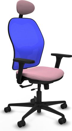 Piqueras y Crespo Super ergonomischer Stuhl mit 3D-Armen, h&ouml;henverstellbarer Lendenwirbelst&uuml;tze und festem Kopfteil, ausgestattet mit Syncro/Traslack und injiziertem Sc