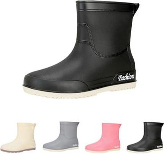 Generic Bottes de pluie imperméables pour femme - Légères et imperméables - Bottes en caoutchouc pour femme - Larges chaussures de marche, festivals, bottes C