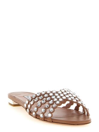 Aquazzura Womens Multicolor Lamb Leather Slides Shoe