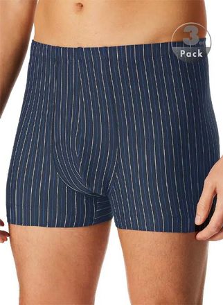 Schiesser Herren Boxershorts blau Reine Baumwolle Gestreift,unifarben