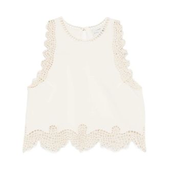 Forte_Forte Femme, Tops, Beige, Taille: 38 FR Haut en coton brod&eacute;