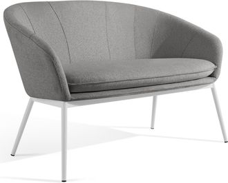 Konsimo Solis Gartensofa 2-Sitzer - wetterbest&auml;ndige Loungesofa, wasserabweisender Stoff, modernes Garten Sofa aus EU, 118 x 76 x 66 cm (gewebter Stoff, grau/