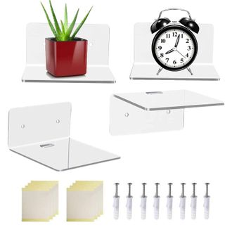 Generico Schwebende Acrylregale: Wandregale aus Acryl, multifunktionale Halterung, 4-teilig, Selbstklebender Wand-Organizer zur Aufbewahrung, Schlafzimmer, K&uuml;c