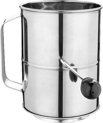 Generico Tamis à farine à manivelle | Ensemble de poussière à sucre en poudre | Tamis à sucre glace en acier inoxydable | Tamis à manivelle pour la cuisson de 