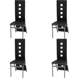 vidaXL Vidaxl - Chaises &agrave; manger lot de 4 noir similicuir