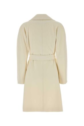 MM Studio Womens Ivory Wool Ravenna Coat Bianco Lana Cappotti