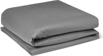 Amazon Basics Deluxe Bettbezug, 100% Baumwolle Satin 400TC, Superweich mit Druckknöpfen, 135 x 200 cm, Dunkelgrau