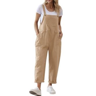 Generic Salopette &agrave; bretelles pour femme - Grande salopette pour femme - Coupe ample - Short d&eacute;t&eacute; long - Jambe large - Combinaison d&eacute;t&eacute; &agrave; jambe droite - Combi