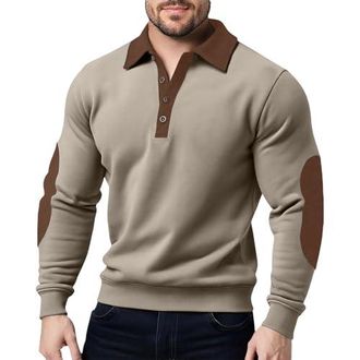 Generic Polo &agrave; manches longues pour homme - T-shirt de golf color&eacute; - Grande taille - T-shirts de sport confortables - Col &agrave; revers - Hauts d&eacute;contract&eacute;s &agrave; port