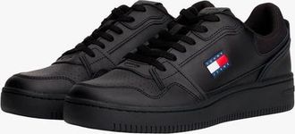 Tommy Hilfiger Retro -Leder -Sneaker mit gekerbter Sohle - Schwarz