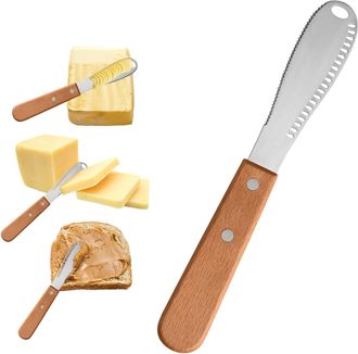 Generic Upgrade Edelstahl Buttermesser Messer Klein Frischk&auml;sestreuer Streumesser Streumesser Streuer f&uuml;r Lebensmittel 3 in 1 Kitchen Gadgets (B)