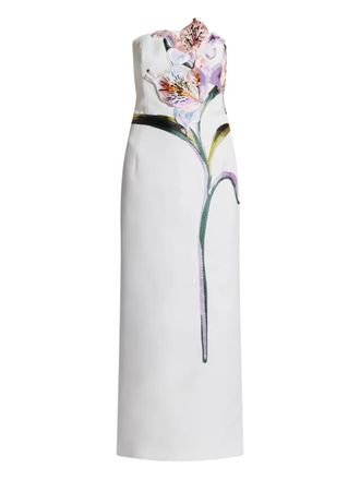 LEO LIN robe-bustier Rayna à appliques fleurs - Blanc