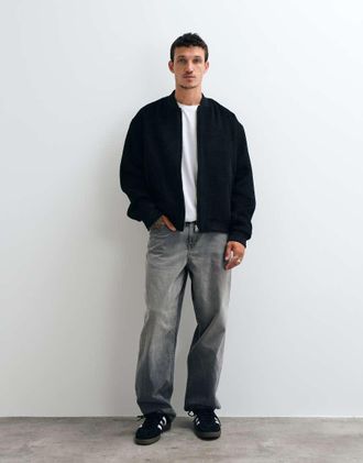 Asos bomber oversize effet laine noir