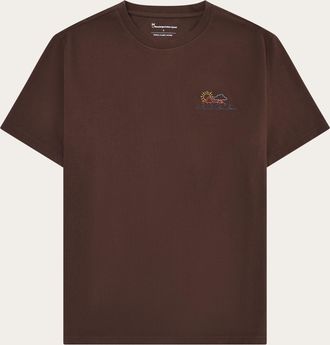 Knowledge Cotton Apparel Herren vegan T-Shirt Brustaufdruck Geraspelte Schokolade